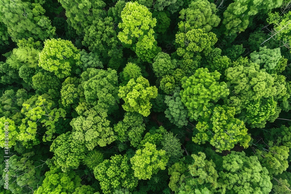 Aerial top view of green trees in forest. Green tree nature background ...