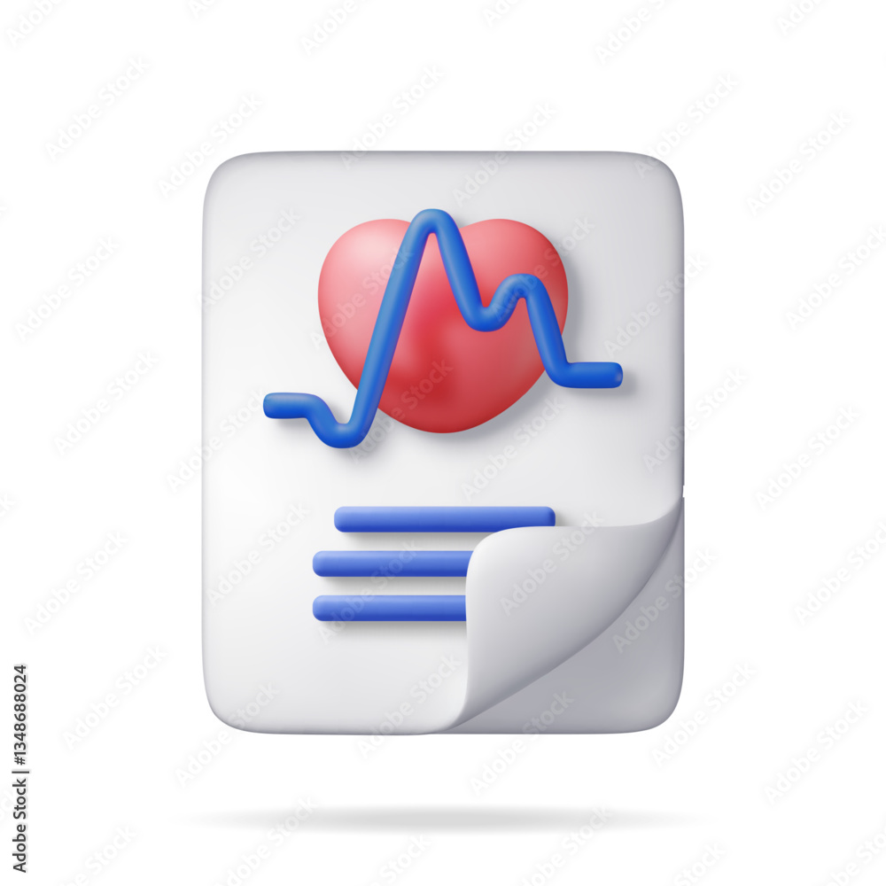 3d medical patient card, check up sheet. Render first aid report with ...