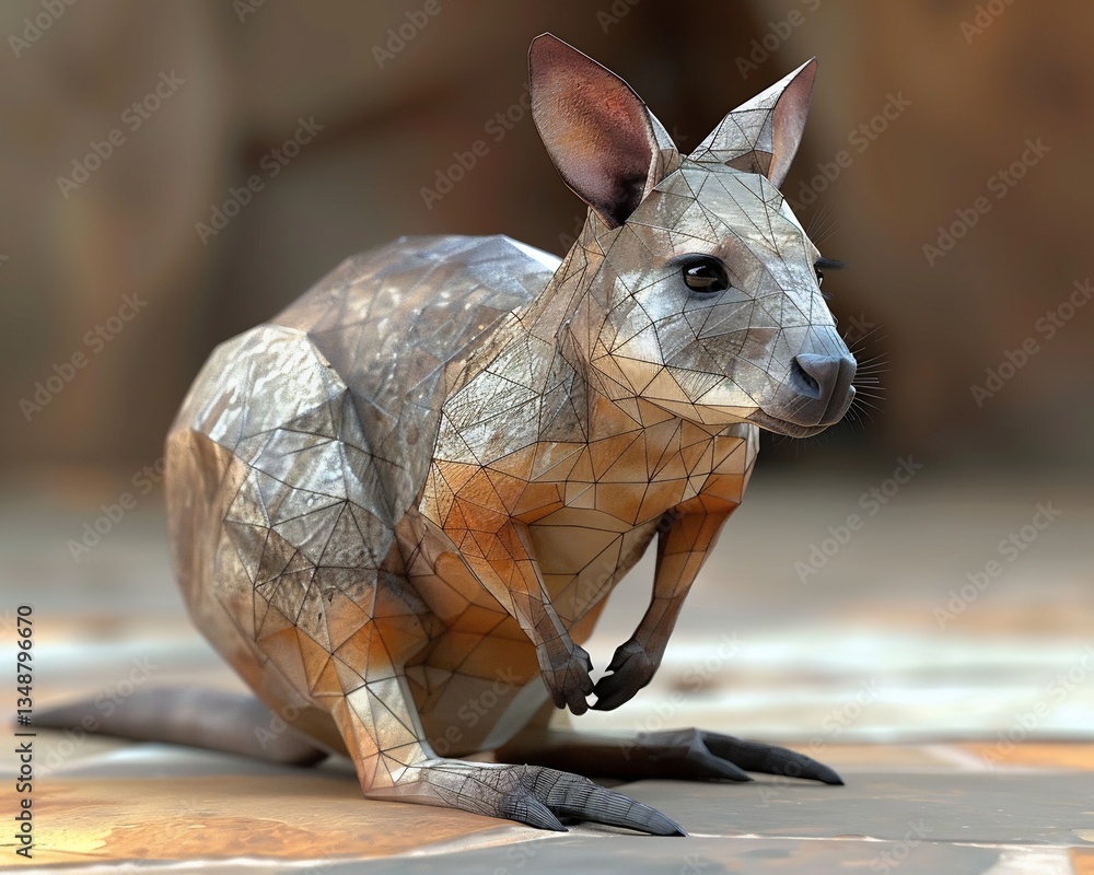 Intricate 3D rendered animation model of tammar wallaby high polygon ...