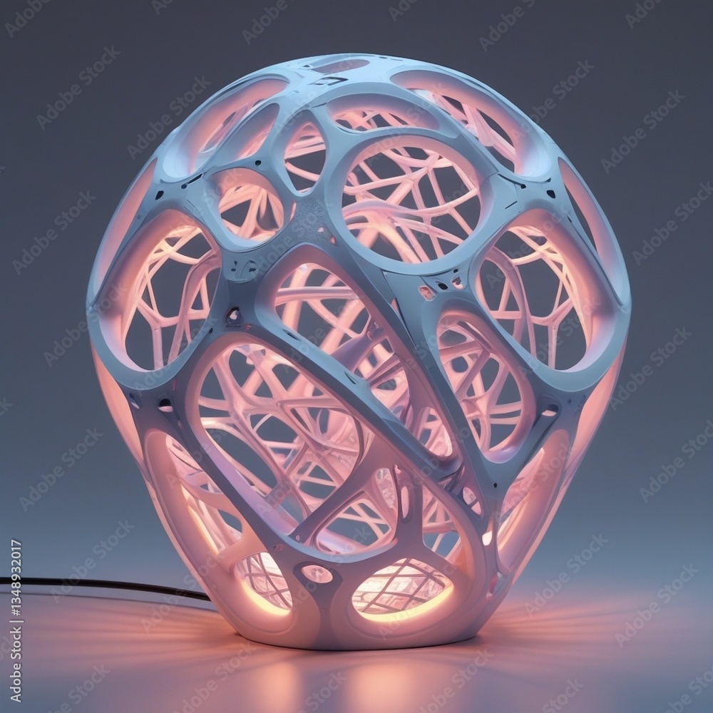 The futuristic 3D-printable lamp features a sleek, parametric design ...