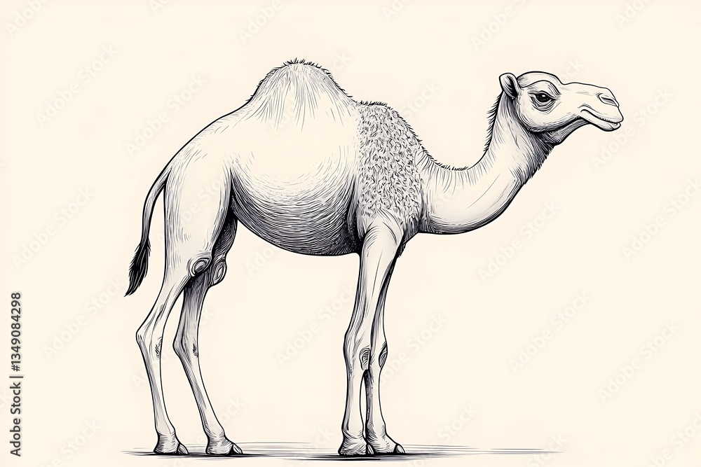 Dromedary Camel Sketch for Desert Wildlife. Stock Illustration | Adobe ...