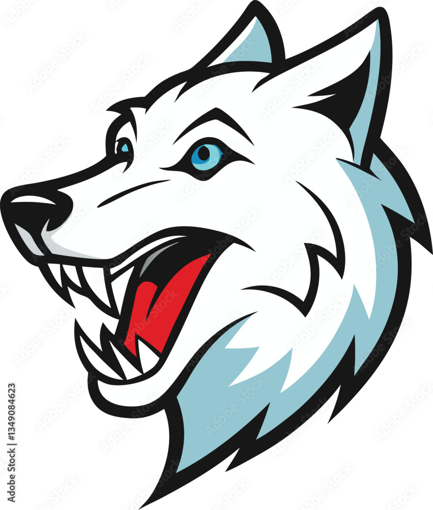 Fierce and powerful, the roar-wolf mascot logo showcases a snarling ...