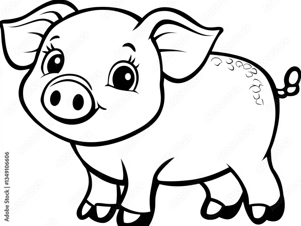 Cute pig coloring page perfect for children and beginner artists to ...