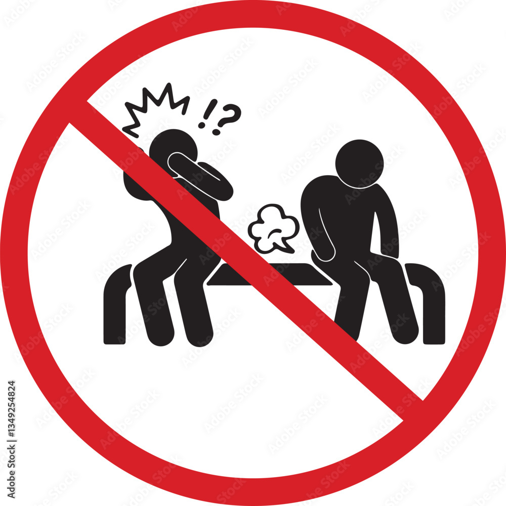 The illustration shows a red circle with a diagonal red line and a ...