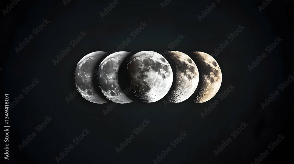 Lunar Phases Pixel Art Graphic Design Stock Illustration | Adobe Stock