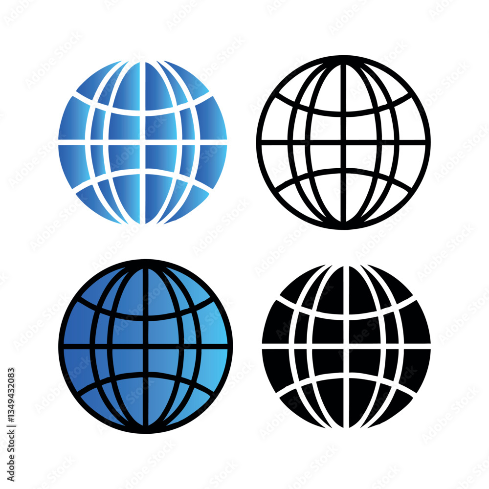 Global Network Icon, Wireframe Globe Vector, International Connection ...