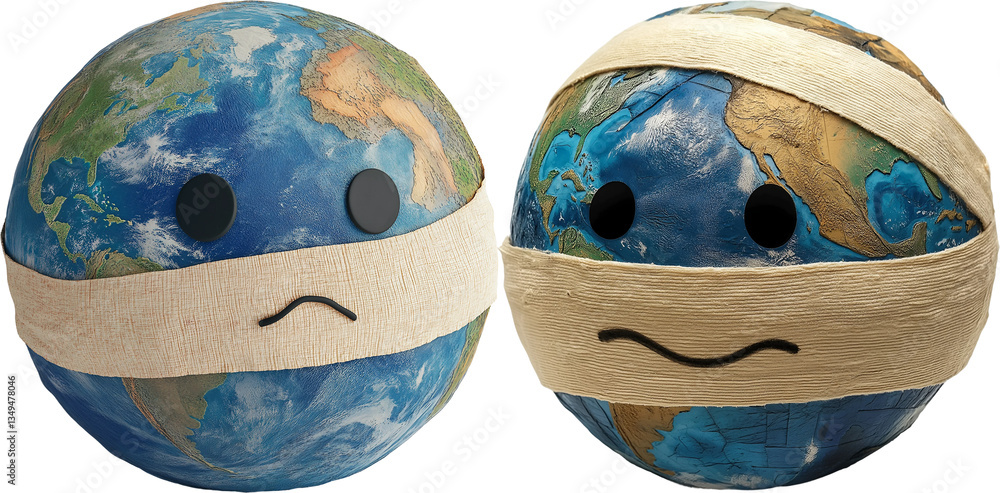 Injured Earth: A Symbol of Environmental Crisis Stock Illustration ...