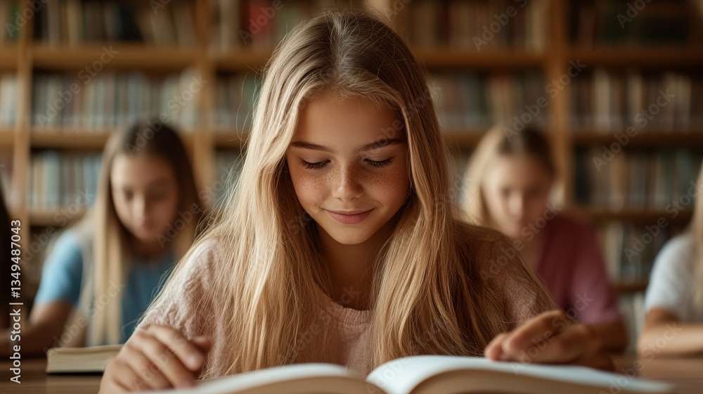 Child reading in classroom with teacher support school environment ...
