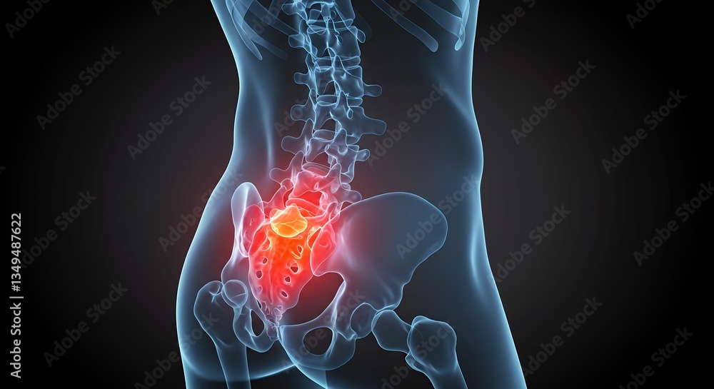 Sacroiliac Joint Pain Depiction in Human Spine Medical Illustration ...
