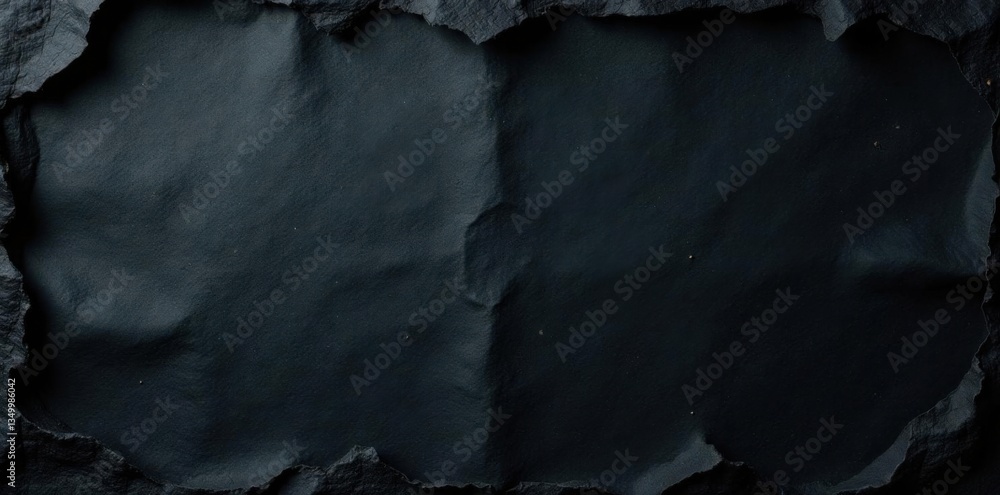 Weathered black paper with deep folds and frayed edges, paper ...