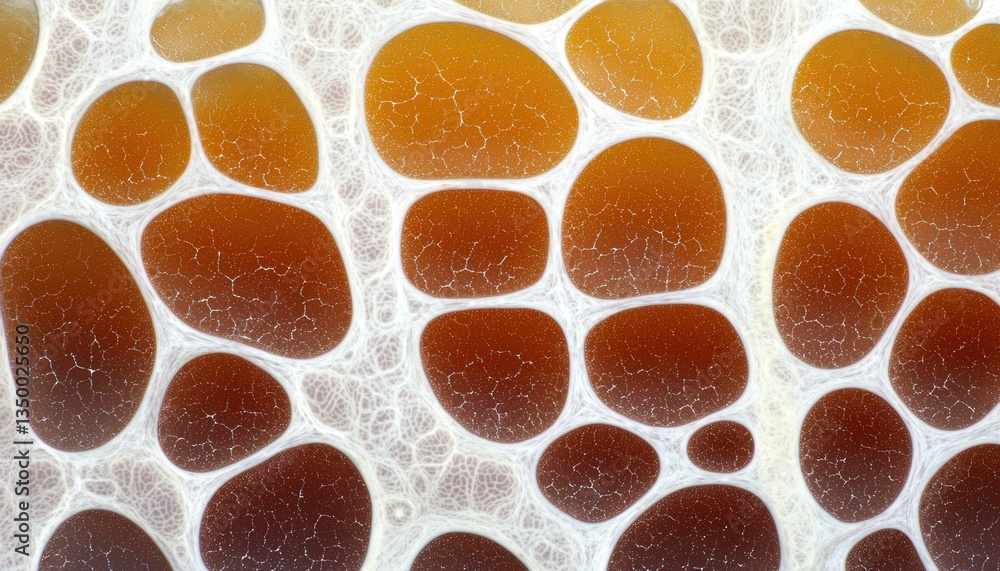 Microscopic view of liver cells affected by cirrhosis, showing collagen ...