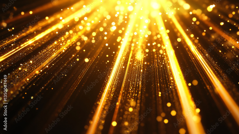 Horizontal golden light line with fade effect. Realistic vector ...
