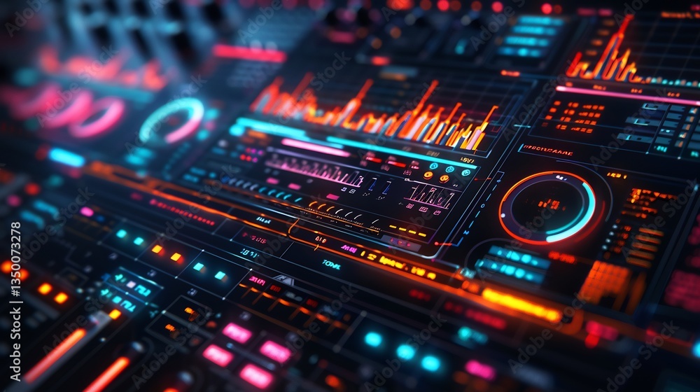 Ilustración de Stock Digital interface displaying a real time analysis of chord progressions ...