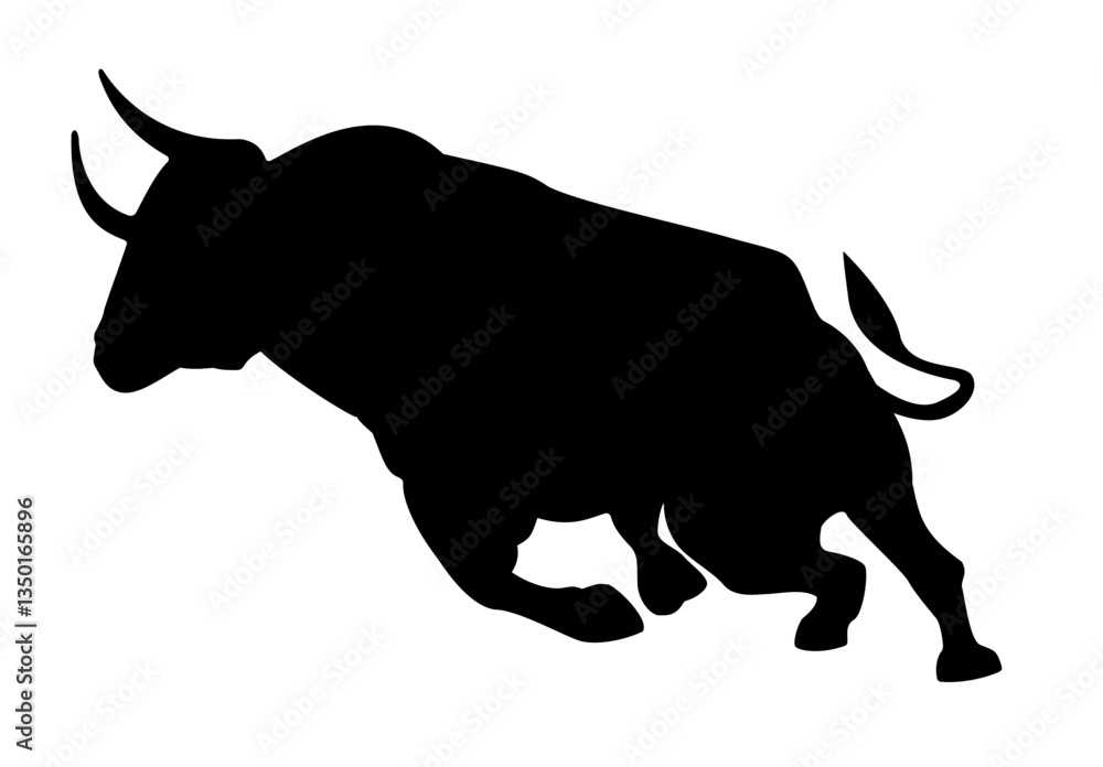 Bull charging silhouette Stock Vector | Adobe Stock