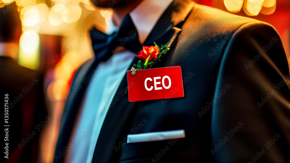 Person in formal attire with CEO name tag, suggesting leadership ...