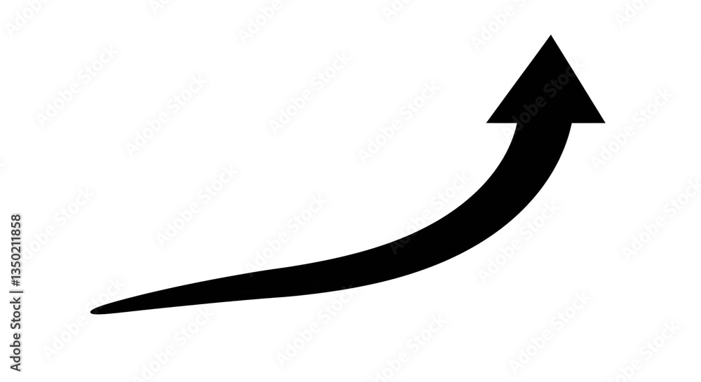 Black curved arrow up. Long arrow. direction symbol Isolated on ...