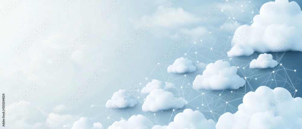 Abstract cloud technology background, with simple shapes and lines, a ...