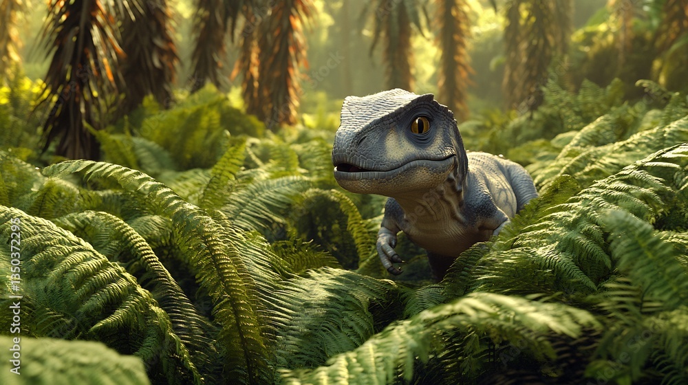Curious Chilesaurus exploring a prehistoric meadow its small frame and ...