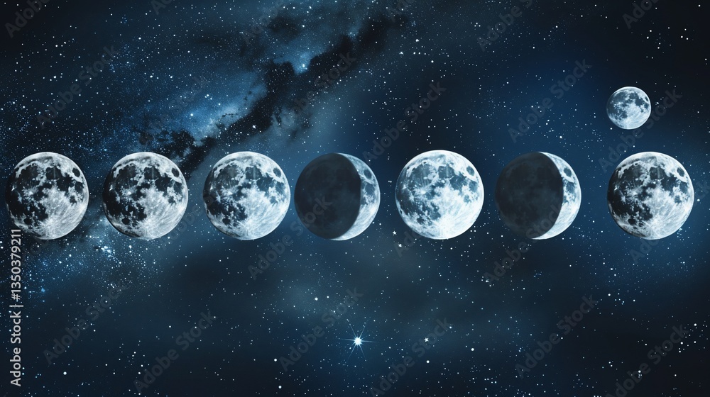 Lunar phases cycle, cosmic background, space, astrology, calendar ...