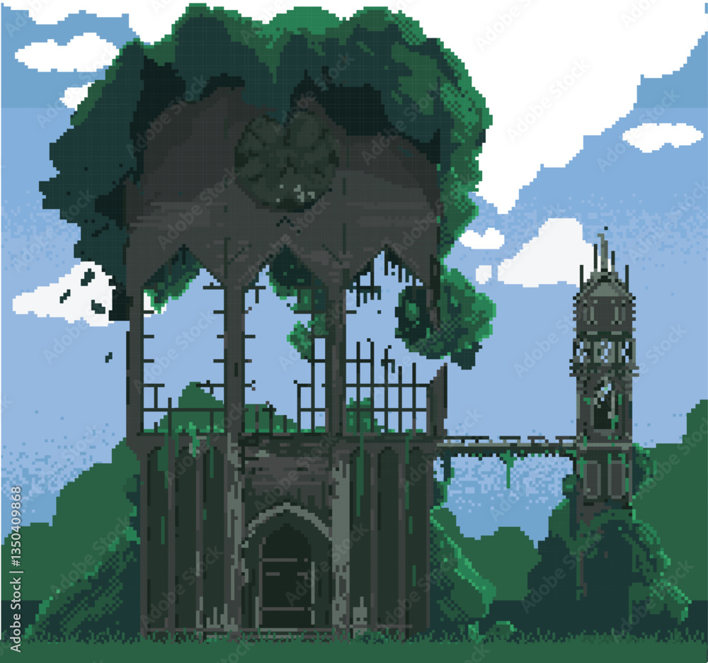 Pixel art game level background, 8 bit, landscape, arcade video game ...