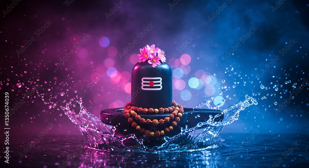 Shiva Lingam with Rudraksha and flowers ,Shiva Lingam with water ...