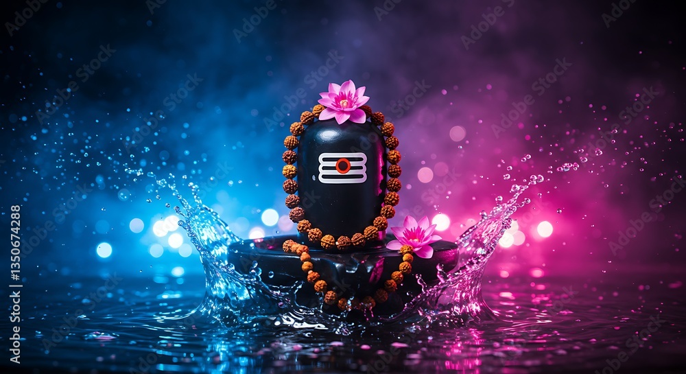 Shiva Lingam with Rudraksha and flowers ,Shiva Lingam with water ...
