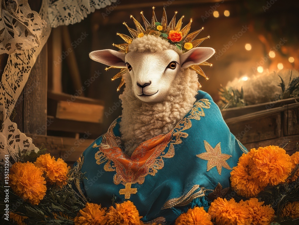 soft blue mantle, golden stars, Virgin of Guadalupe, Mexican culture ...