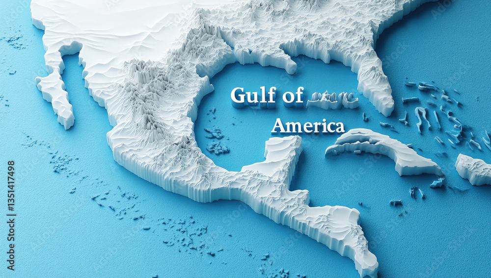 Stunning 3D Model of the Gulf of America A Detailed Topographic Map ...