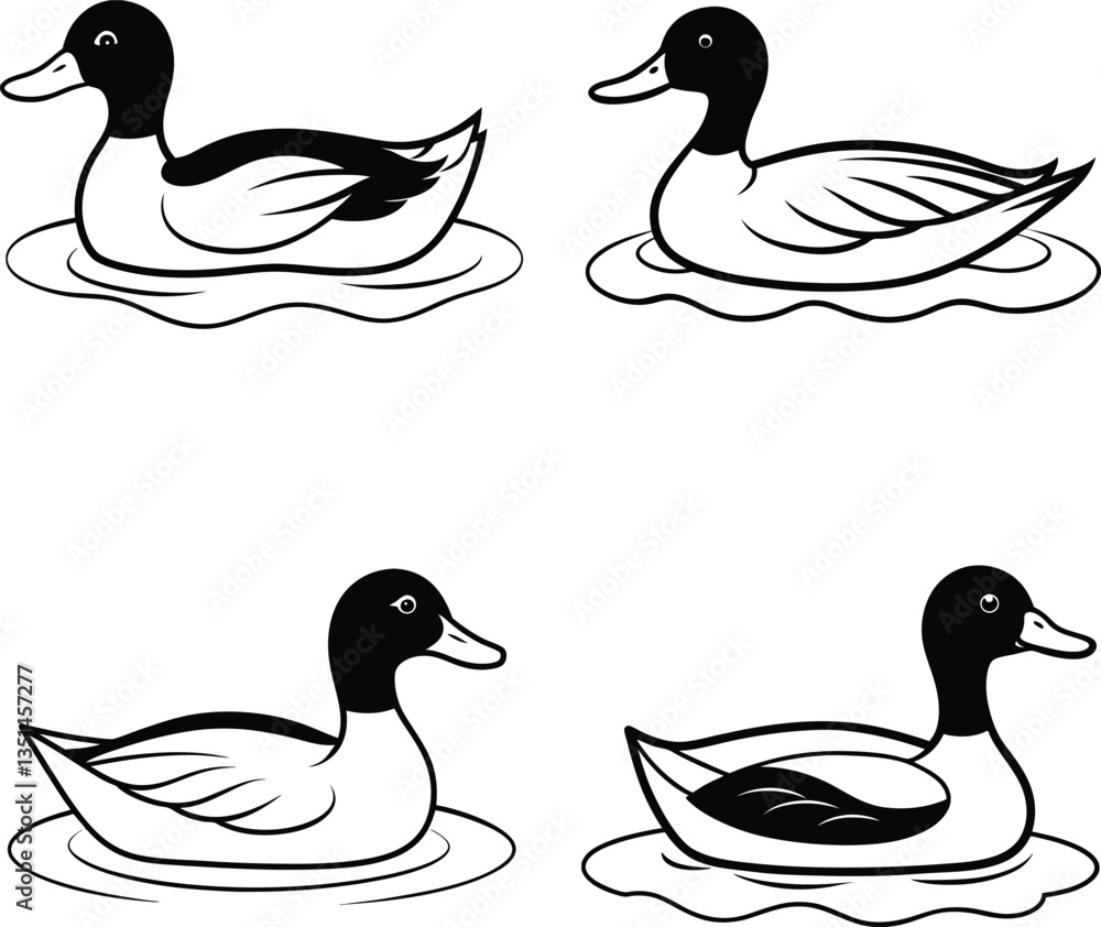 duck, ducks, cartoon duck, duck outline, duck drawing, black and white ...