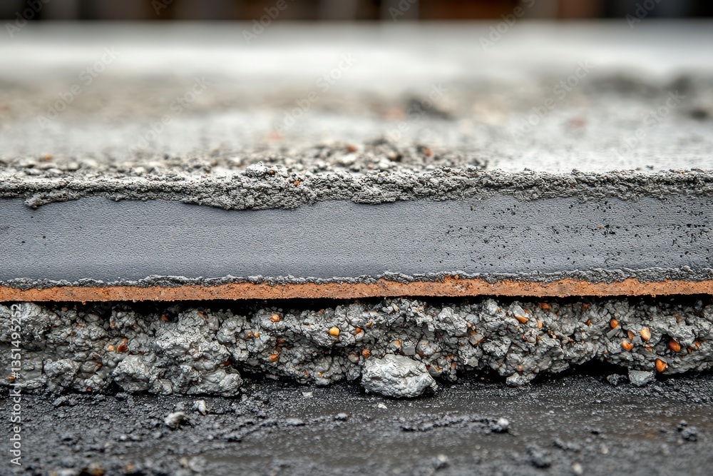 Layers of poured concrete with different textures shown in detail. Use ...