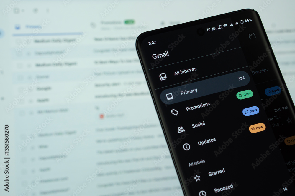 Dhaka, Bangladesh - 16 March 2025: The logo of the Gmail is displayed ...