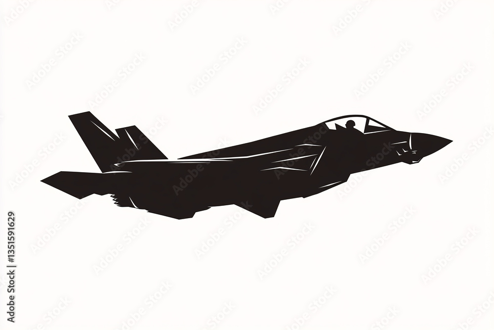 stealth fighter jet silhouette illustration in various angles with ...