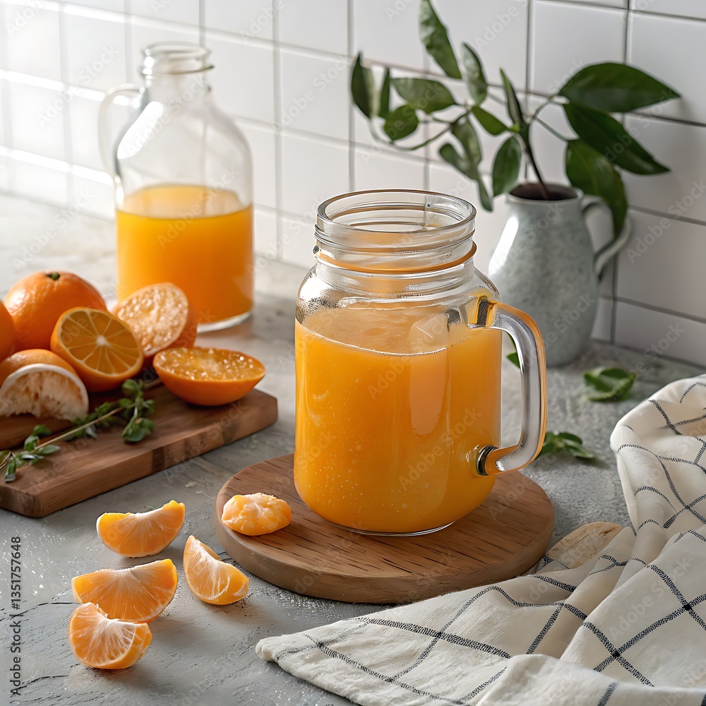 Refreshing orange juice with assorted fruits, bursting with natural ...