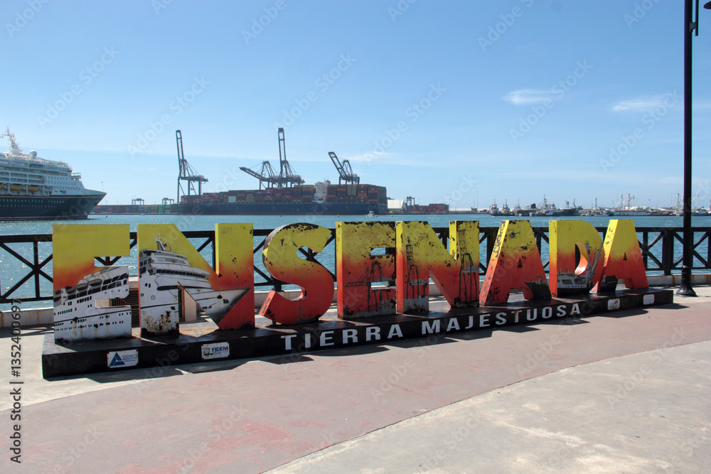 Ensenada, Baja California, Mexico - Mar 16, 2025: Pier, Monumental Flag ...