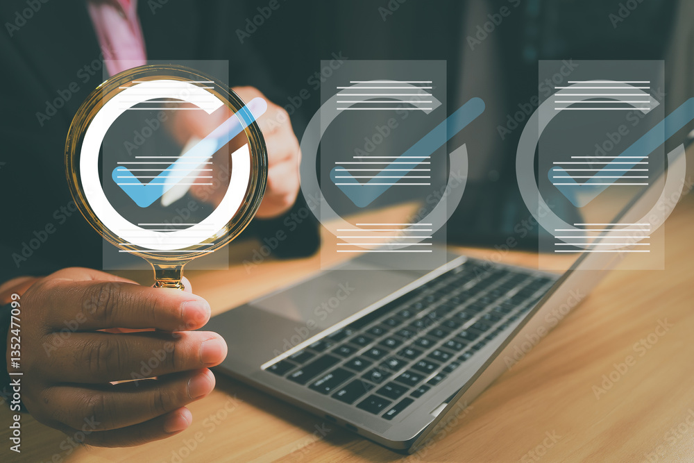 Check mark, Management approval and project approval concepts, business ...