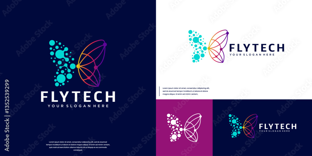 electrical circuit, with abstract butterfly shape, vector graphic ...