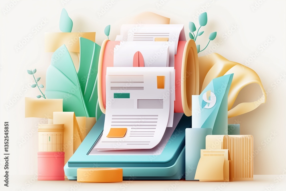 Flat art style icon Automated Invoice and Receipt Management, the ...