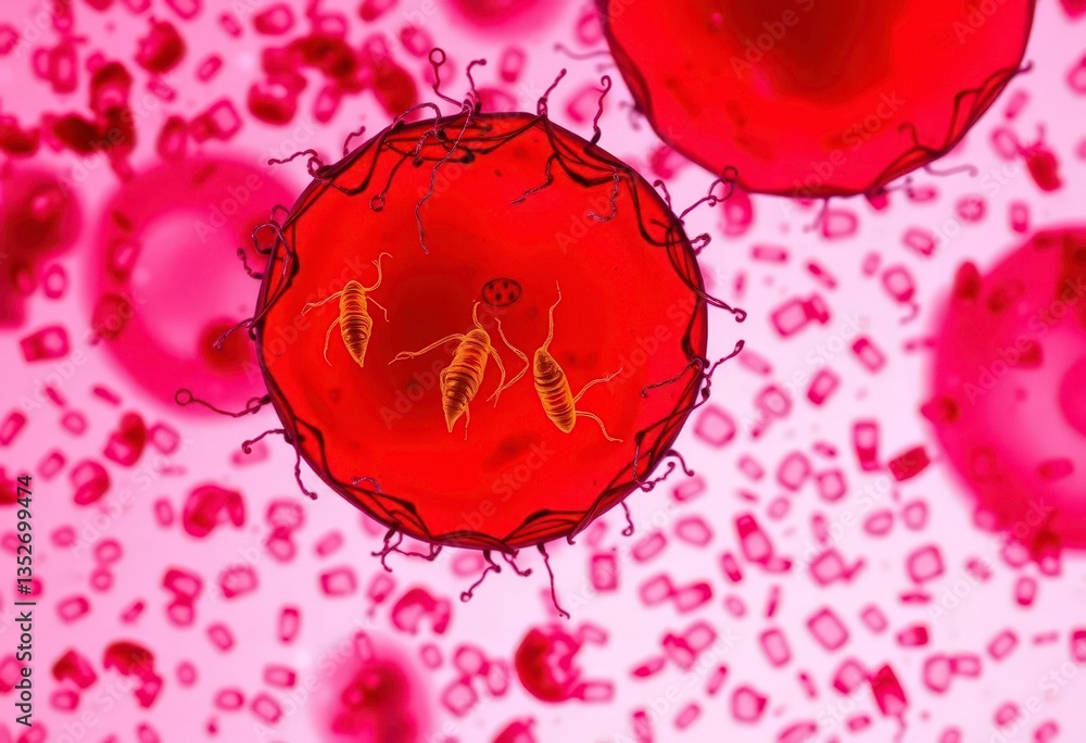 Microscopic view of Babesia canis parasites within infected canine red ...