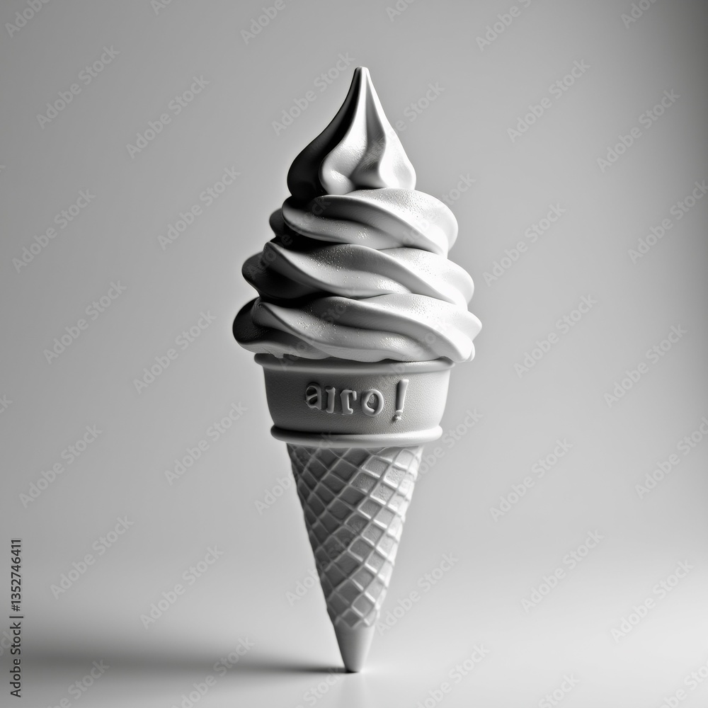 rendering ice cream cone cone waffle like material has pointed tip top ...