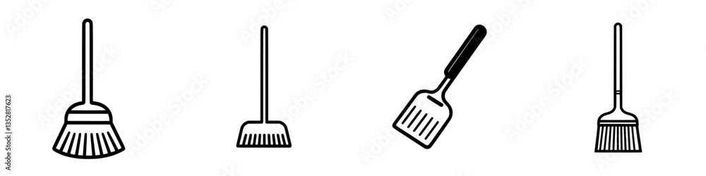 Different types of cleaning tools arranged to showcase their distinct ...