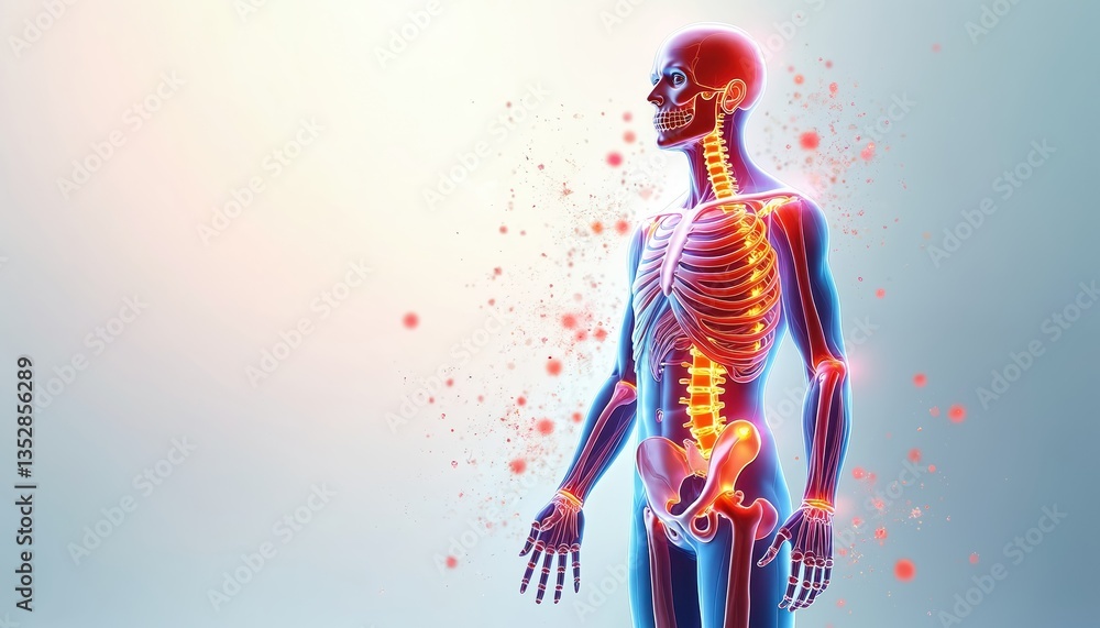 Artistic colorful illustration of human musculoskeletal system ...