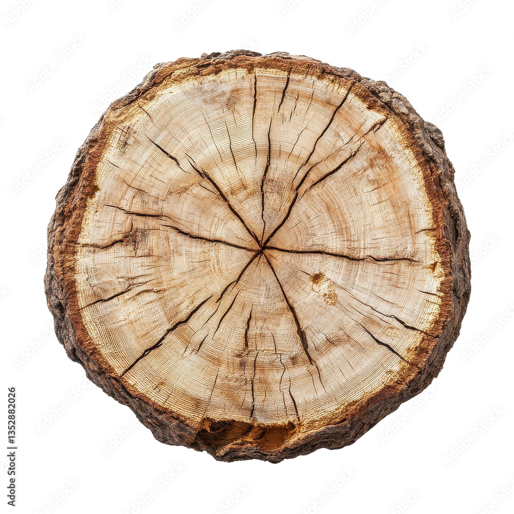 Log cross section on a Transparent background showing detailed wood ...