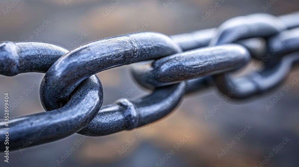 Interlocking metal chain links. Close-up shows strength & connection in ...