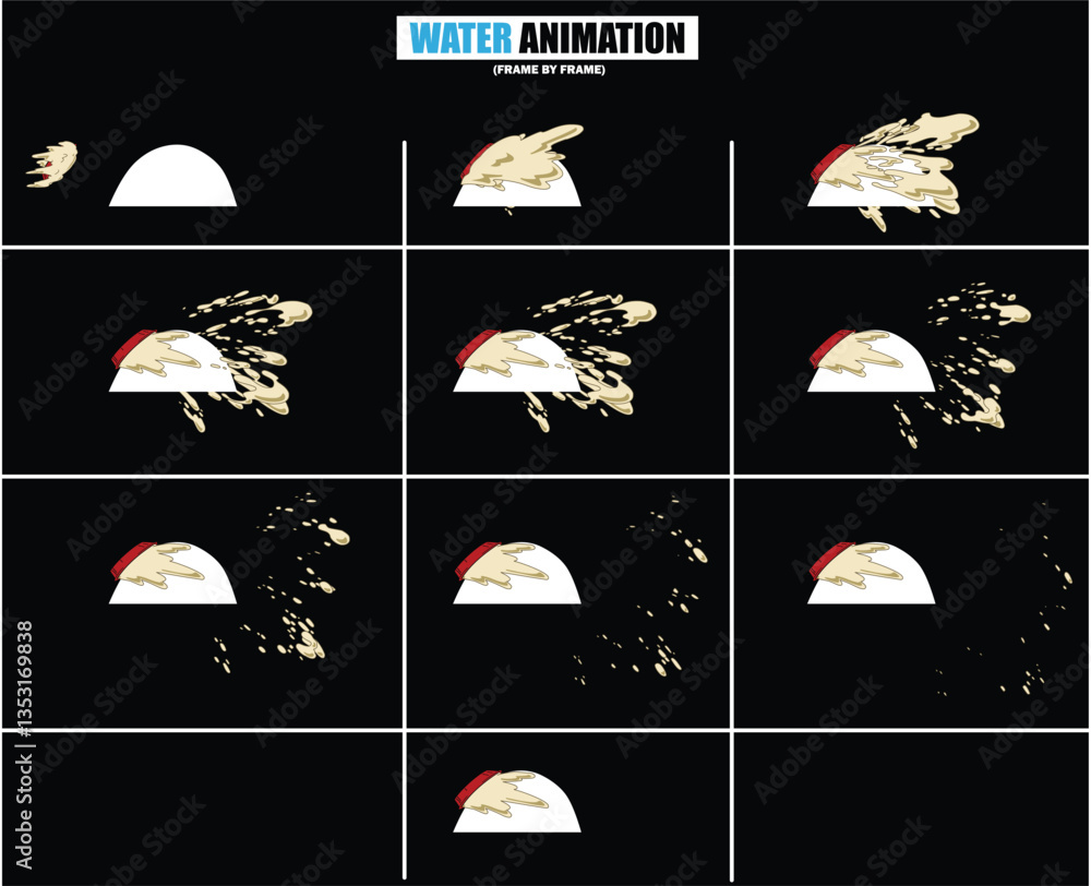 animation sprite sheet of water splash, liquid splashes, dripping water ...