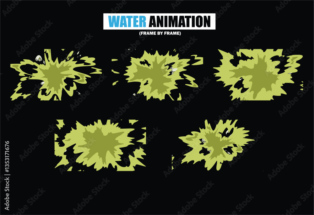 animation sprite sheet of water splash, liquid splashes, dripping water ...