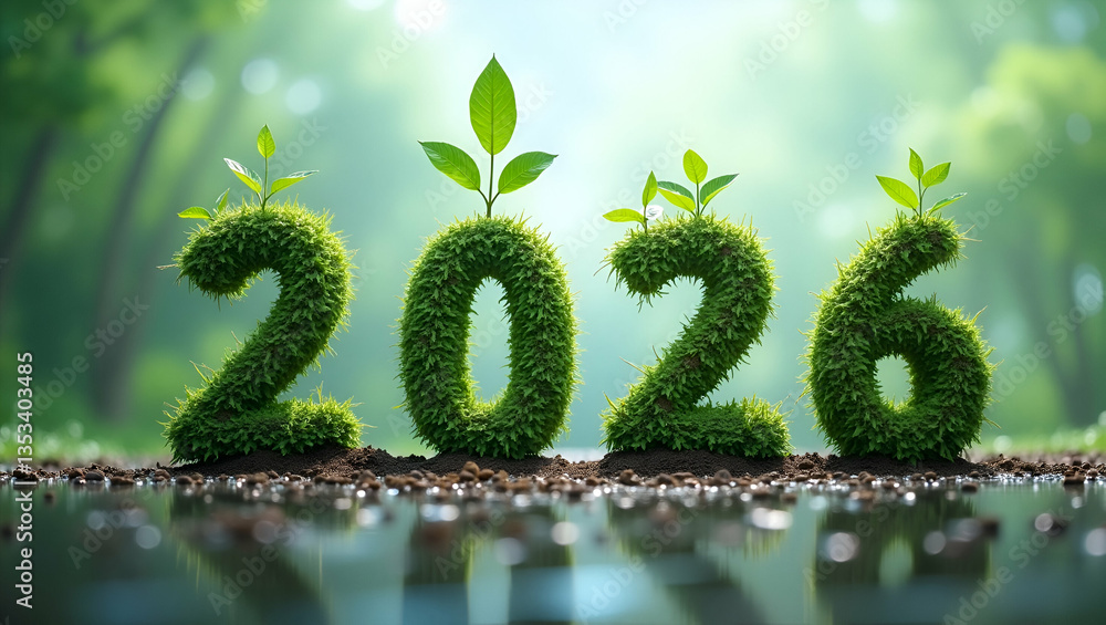 2026 New Year sustainable development goals top view nature SDGs ESG ...