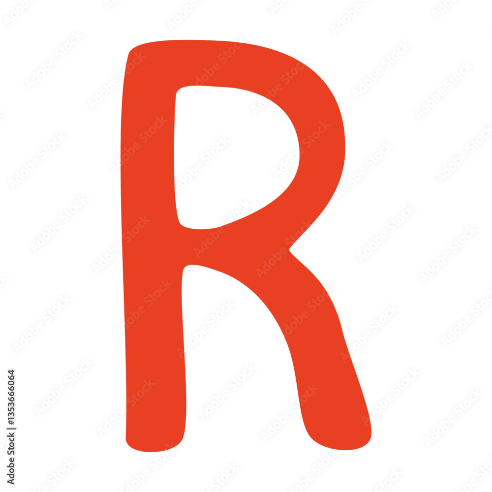 Bold red uppercase letter R with rounded edges on a white background ...