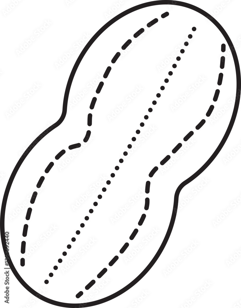 Vector de Stock This shows simple black outline of peanut with dashed ...