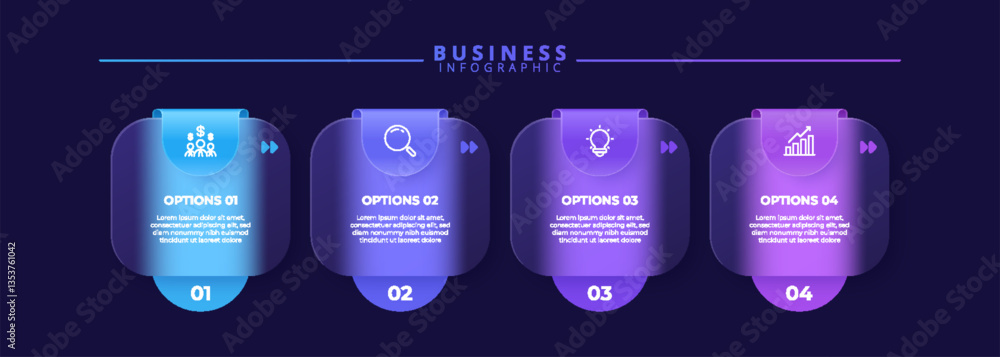 Infographic label design template featuring icons and four distinct ...