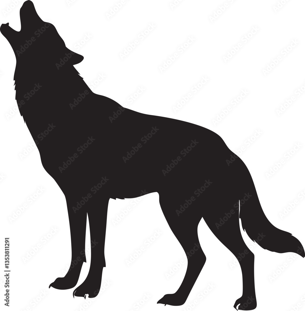 Howling Wolf Silhouette: A bold silhouette of a wolf, captured in a ...